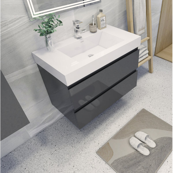 Latitude Run® Carneshia 35" Wall-Mounted Single Bathroom Vanity Set ...