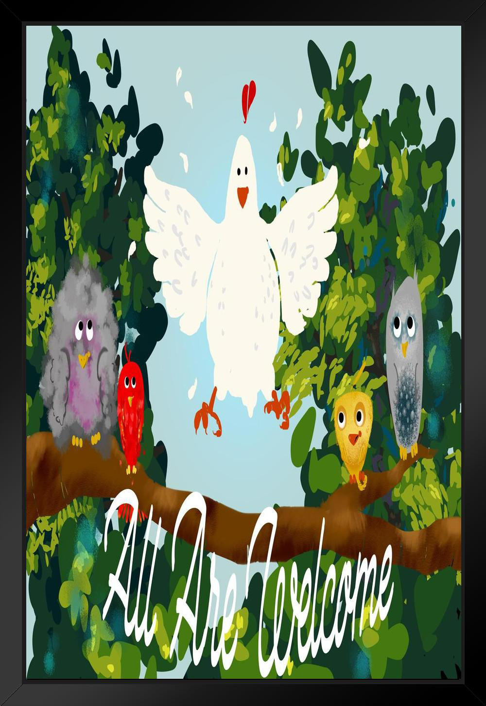 Rosalind Wheeler All Are Welcome Cute Animals Classroom Sign Colorful ...