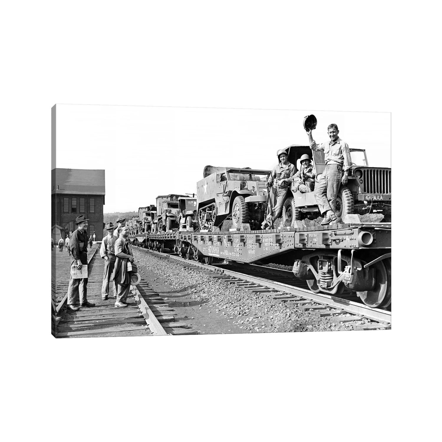 Latitude Run 1940S World War Ii Freight Train Of Jeeps And Half Tracks ...