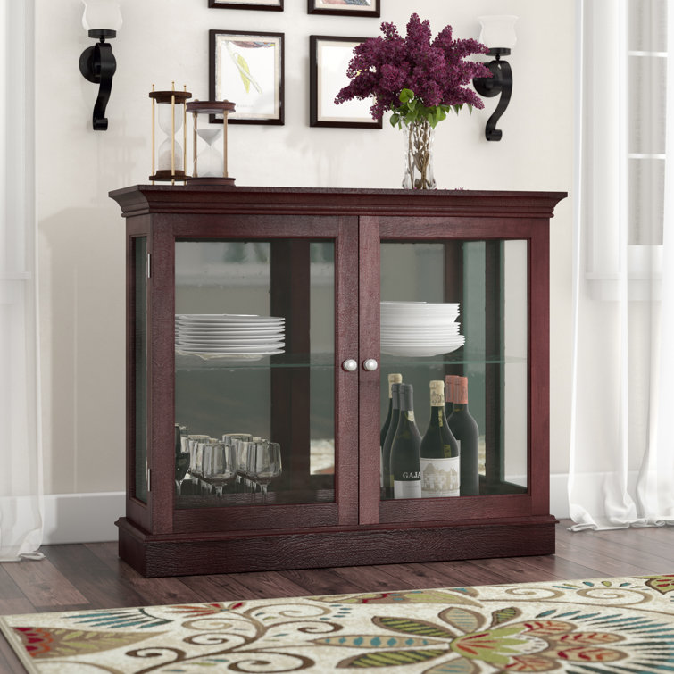Charlton Home® Grantham 36'' Wide Mirrored Back Curio Cabinet with ...