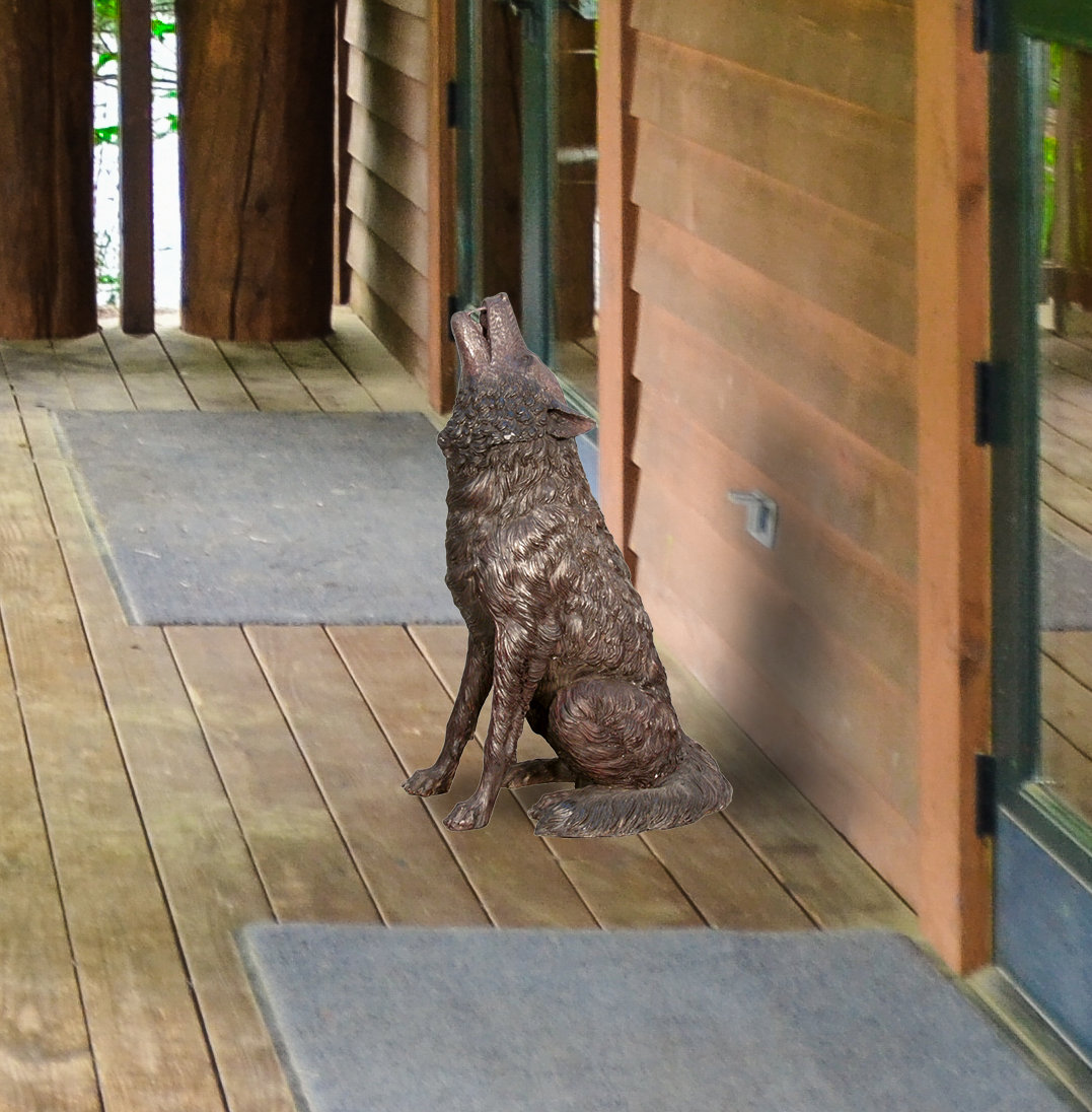 Loon Peak® Ducale Bronze Howling Wolf Statue | Wayfair