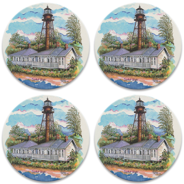 Breakwater Bay Sanibel Lighthouse Coaster Set | Wayfair