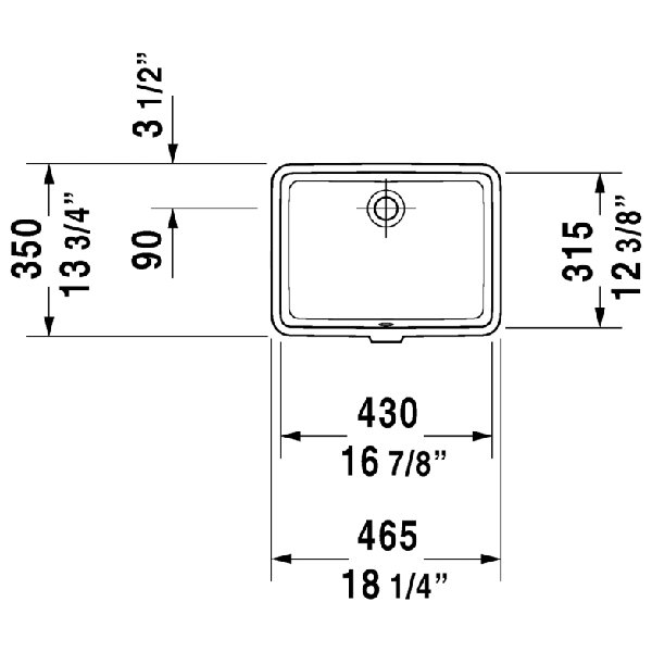 Duravit Vero Ceramic Rectangular Undermount Bathroom Sink with Overflow ...