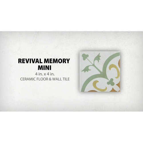 Merola Tile Revival 4" x 4" Ceramic Patterned Wall & Floor Tile ...