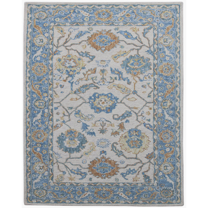 Bloomsbury Market Eleutherius Oriental Handmade Tufted Wool Blue Area ...