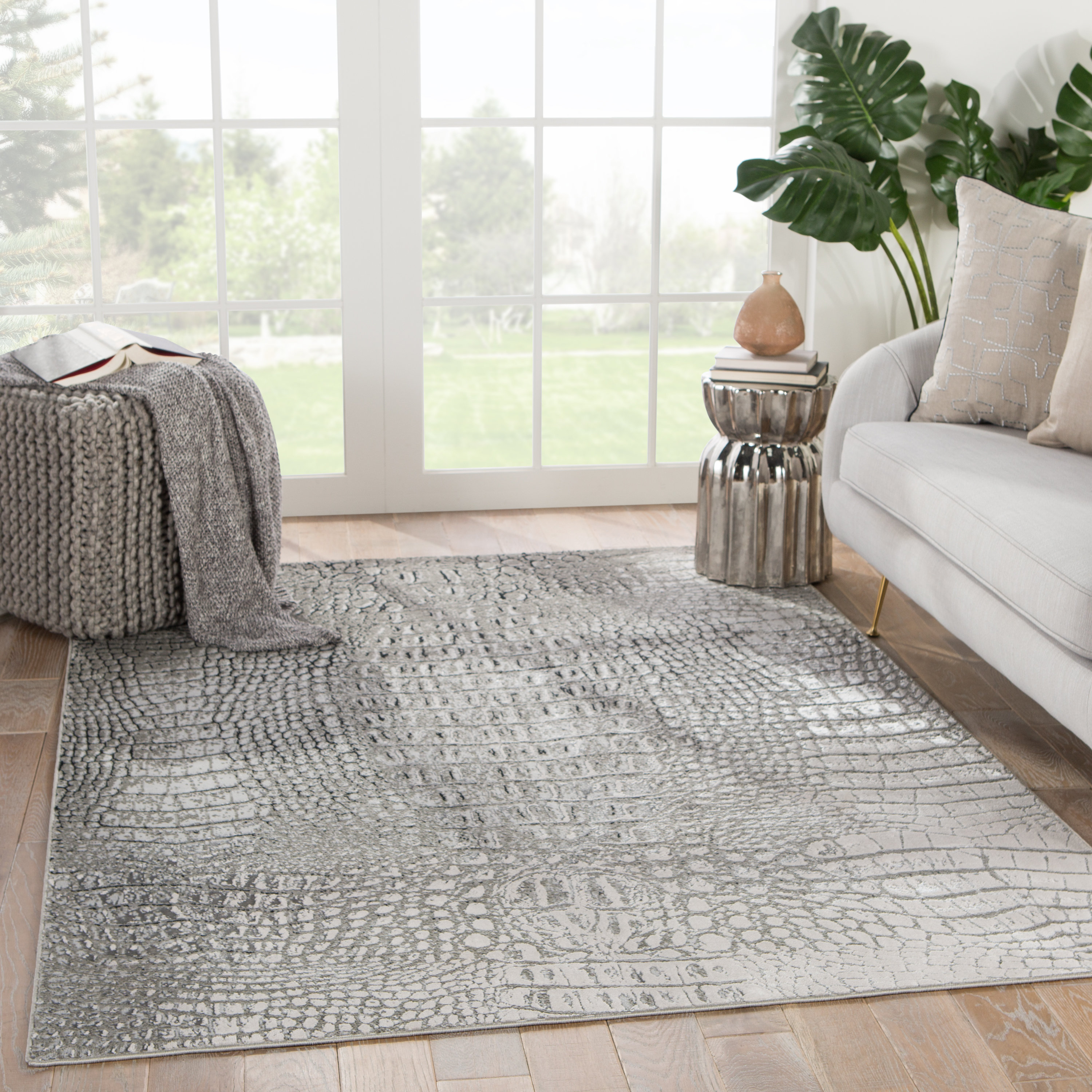 17 Stories Joshuah Power Loom Gray/Black Rug & Reviews | Wayfair