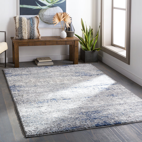 17 Stories Aderyn Gray/Dark Blue Rug | Wayfair