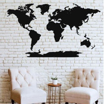 Home Décor METAL World Map Metal Wall Art Map Large Metal Print World ...