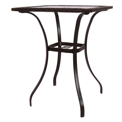 Winston Porter Carly Glass Outdoor Bar Table & Reviews | Wayfair