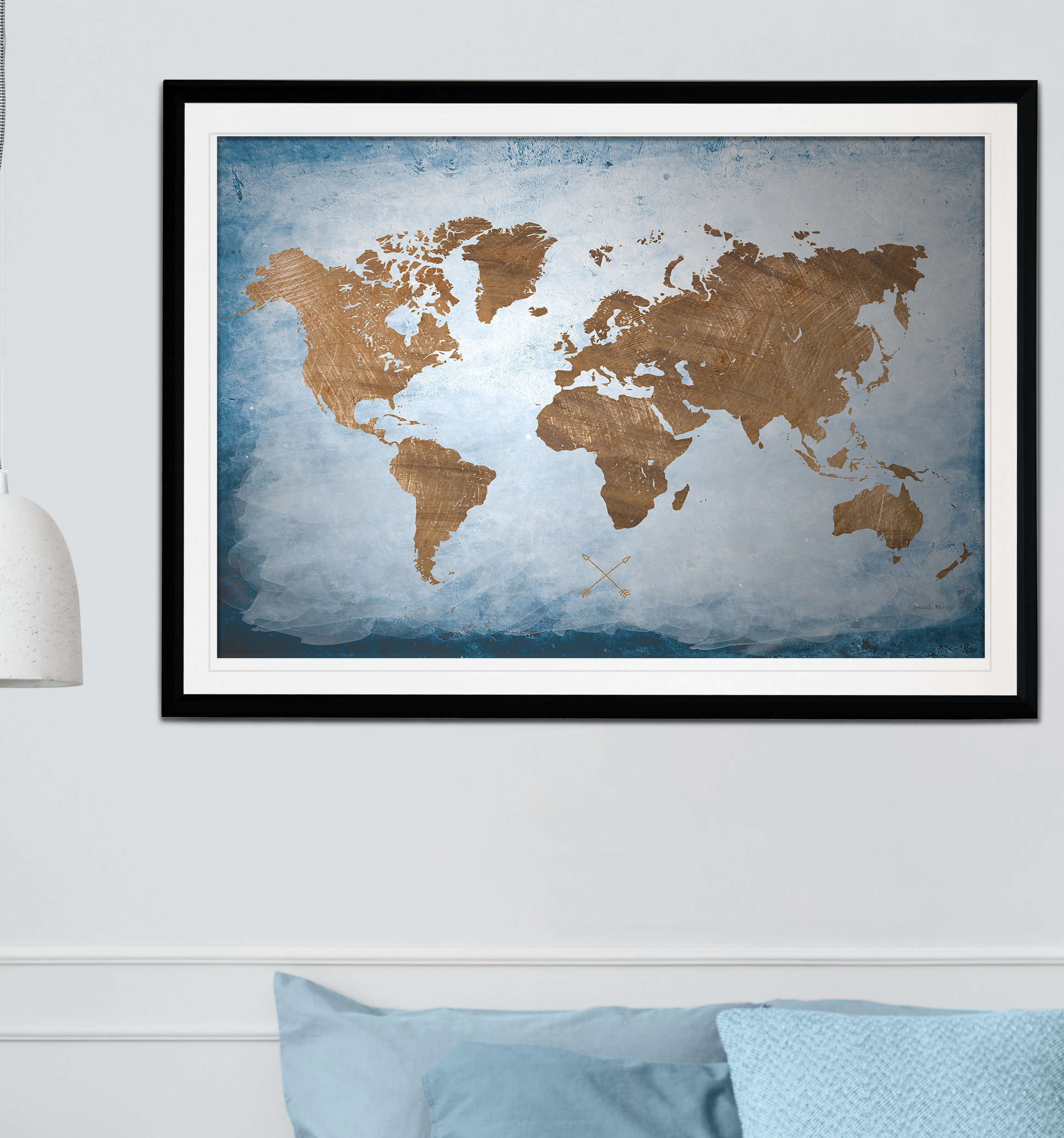 Wrought Studio Washy World Map - Picture Frame Print | Wayfair