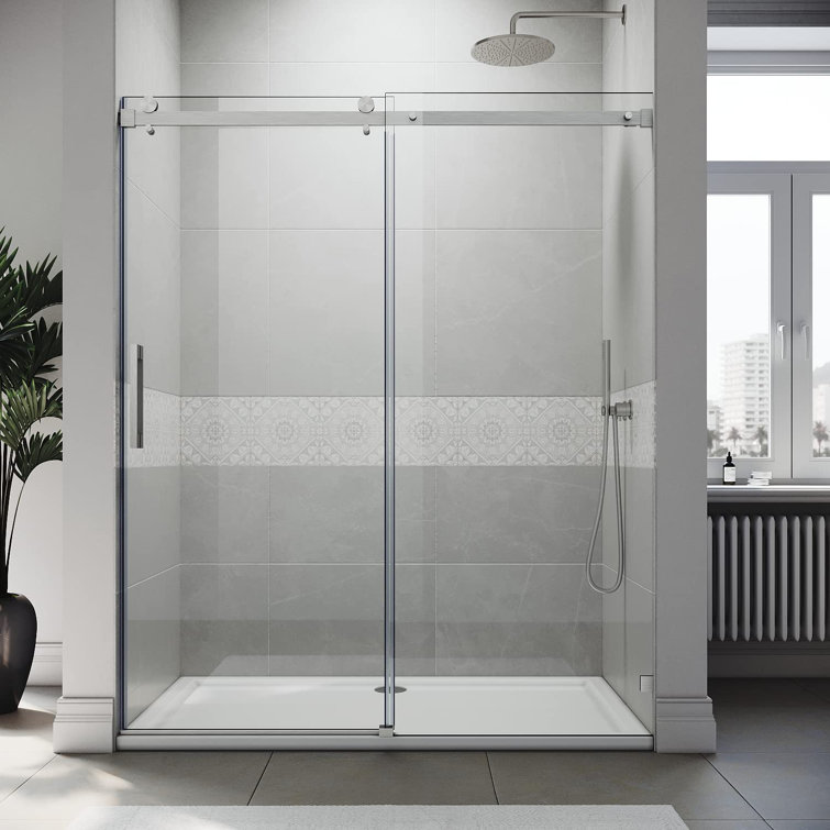 VTI 58" - 60" W x 72" H Door Opening Frameless Shower Door | Wayfair