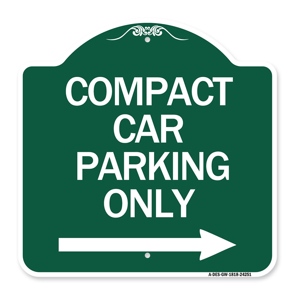 Signmission Designer Series Sign - Compact Car Parking Only (With Right ...