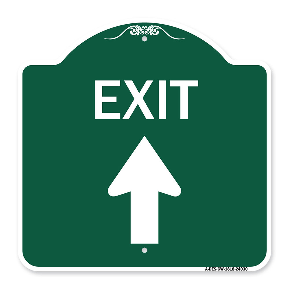 Signmission Designer Series Sign - Exit Sign Exit With Up Arrow | Green ...