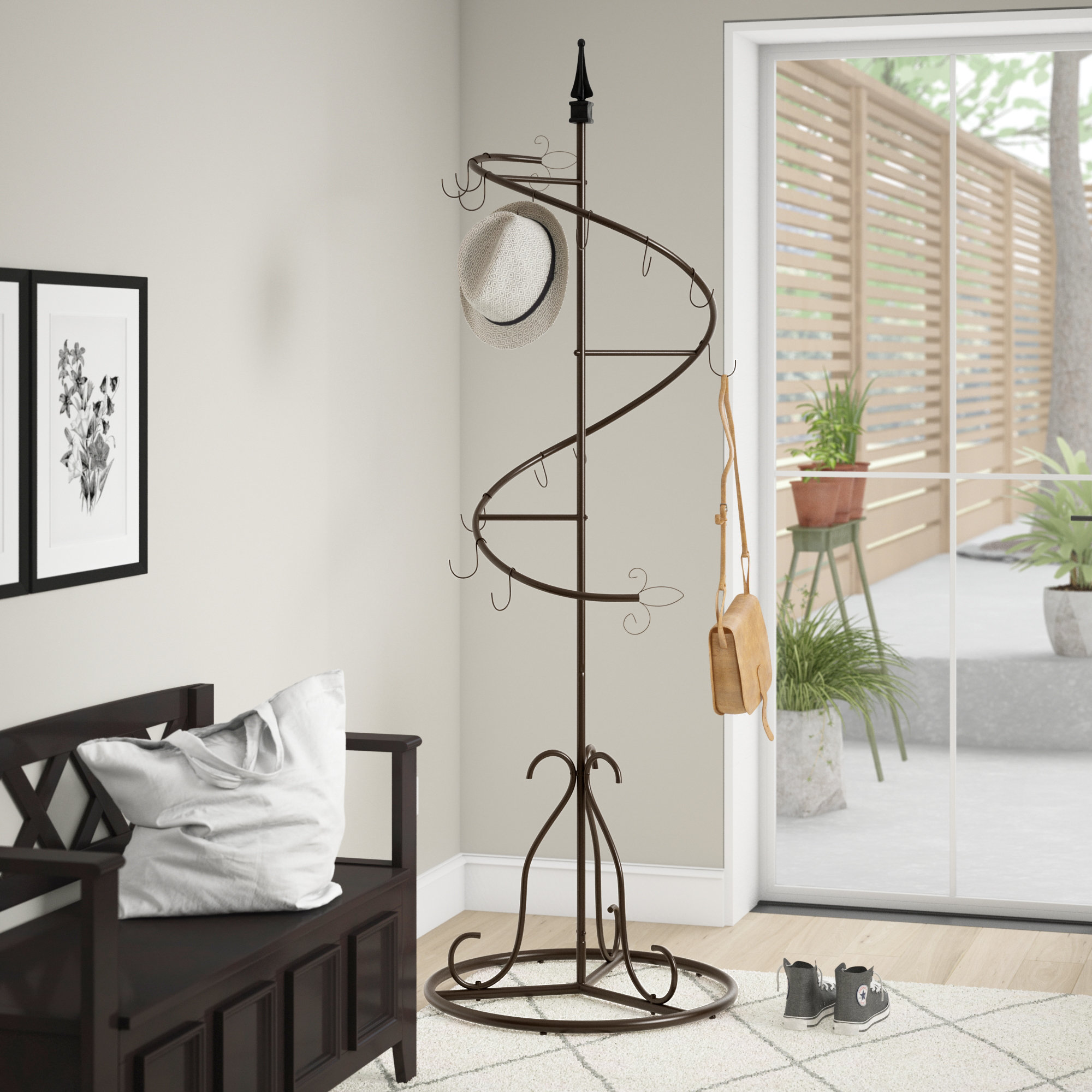 Ebern Designs 23'' Wide 15 - Hook Freestanding Purse Rack & Reviews ...