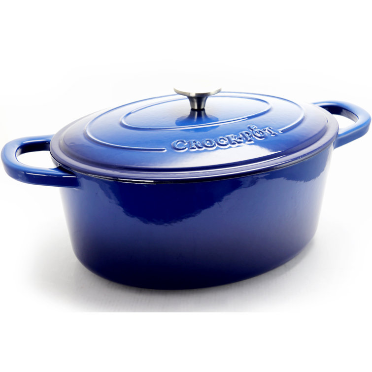 Crock-pot Artisan 7 qt. Non-Stick Cast Iron Oval Dutch Oven with Lid ...