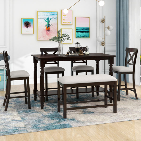 Gracie Oaks Maci-Lea 6 - Person Counter Height Dining Set | Wayfair