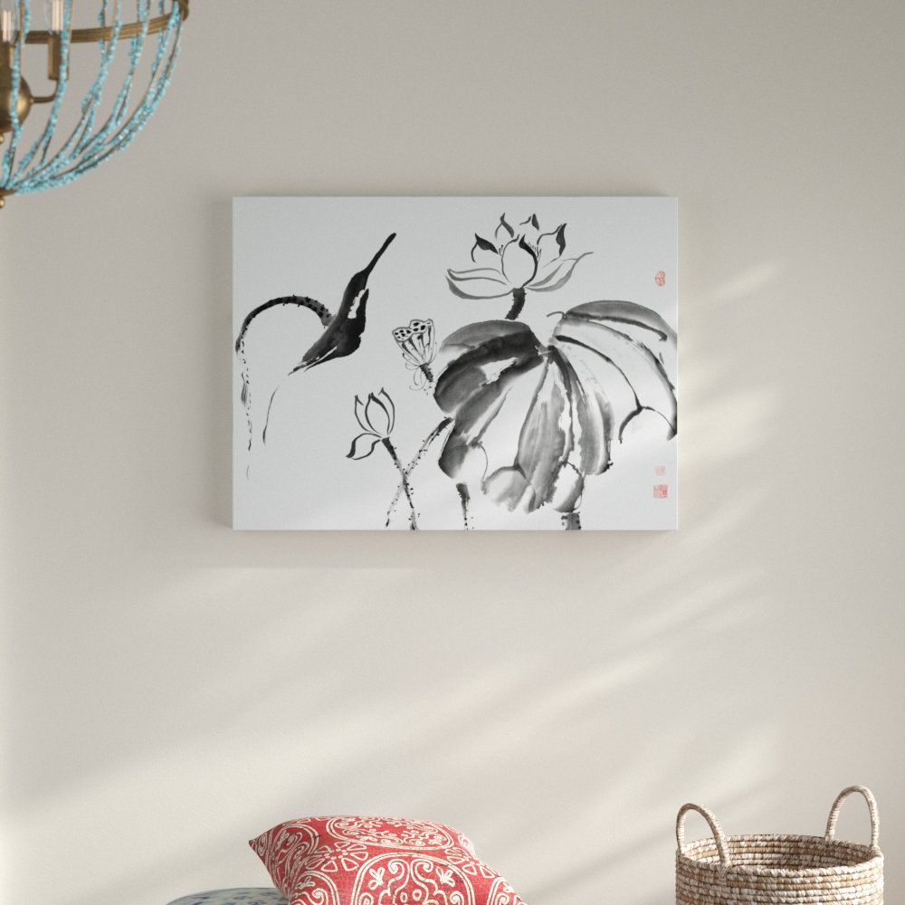 Bungalow Rose Lotus Study I by Nan Rae - Drawing Print on Canvas | Wayfair