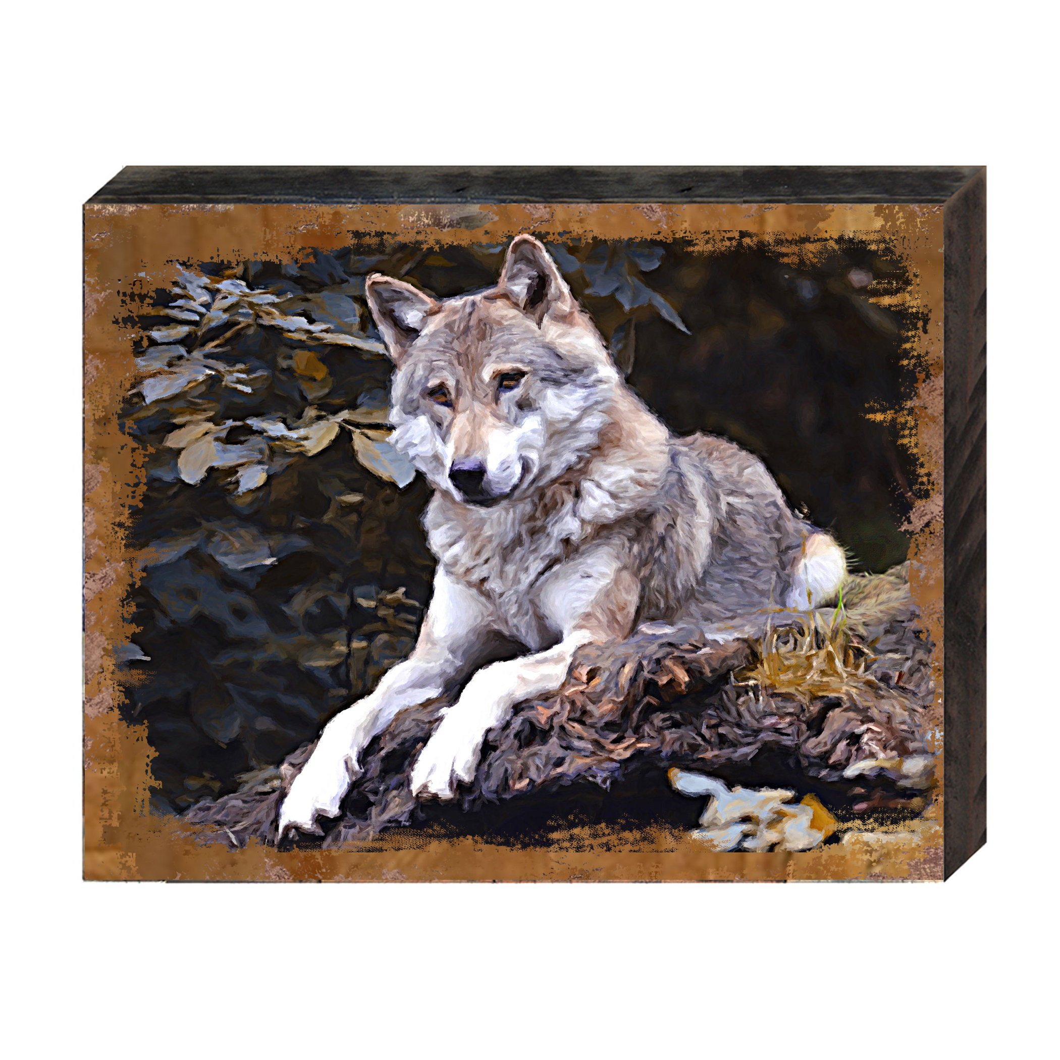 Millwood Pines Schorr Wolf Wood Block | Wayfair