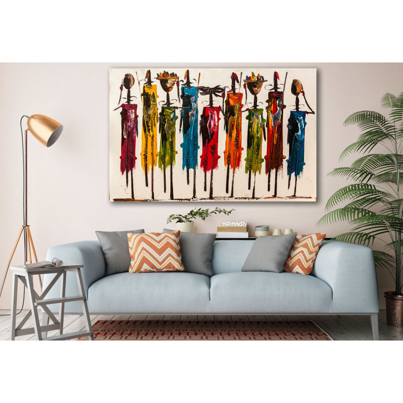 East Urban Home Abstract African Wall Art Masai Canvas Print Colorful ...