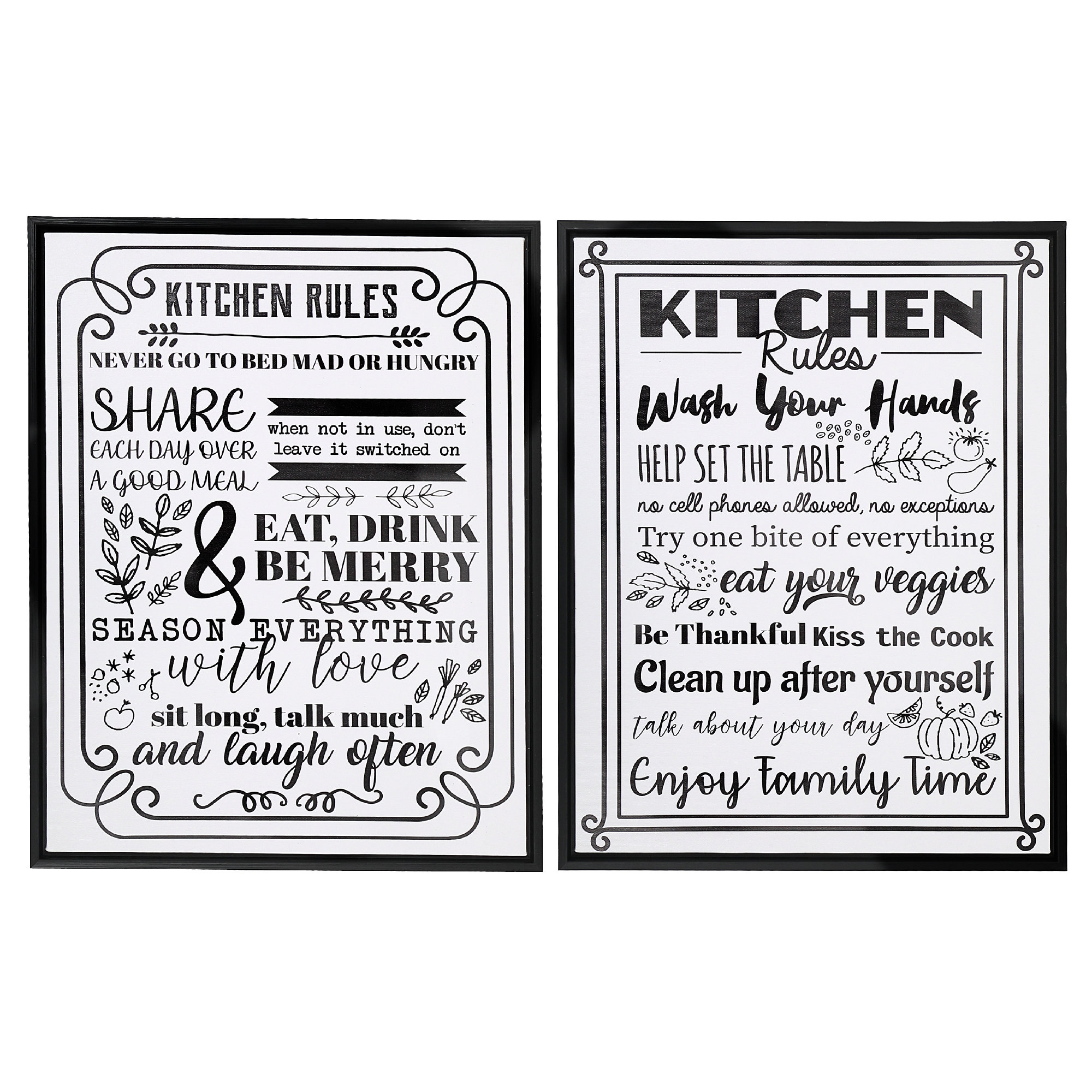 Trinx 2 Piece Canvas Kitchen Rules Wall Décor Set | Wayfair