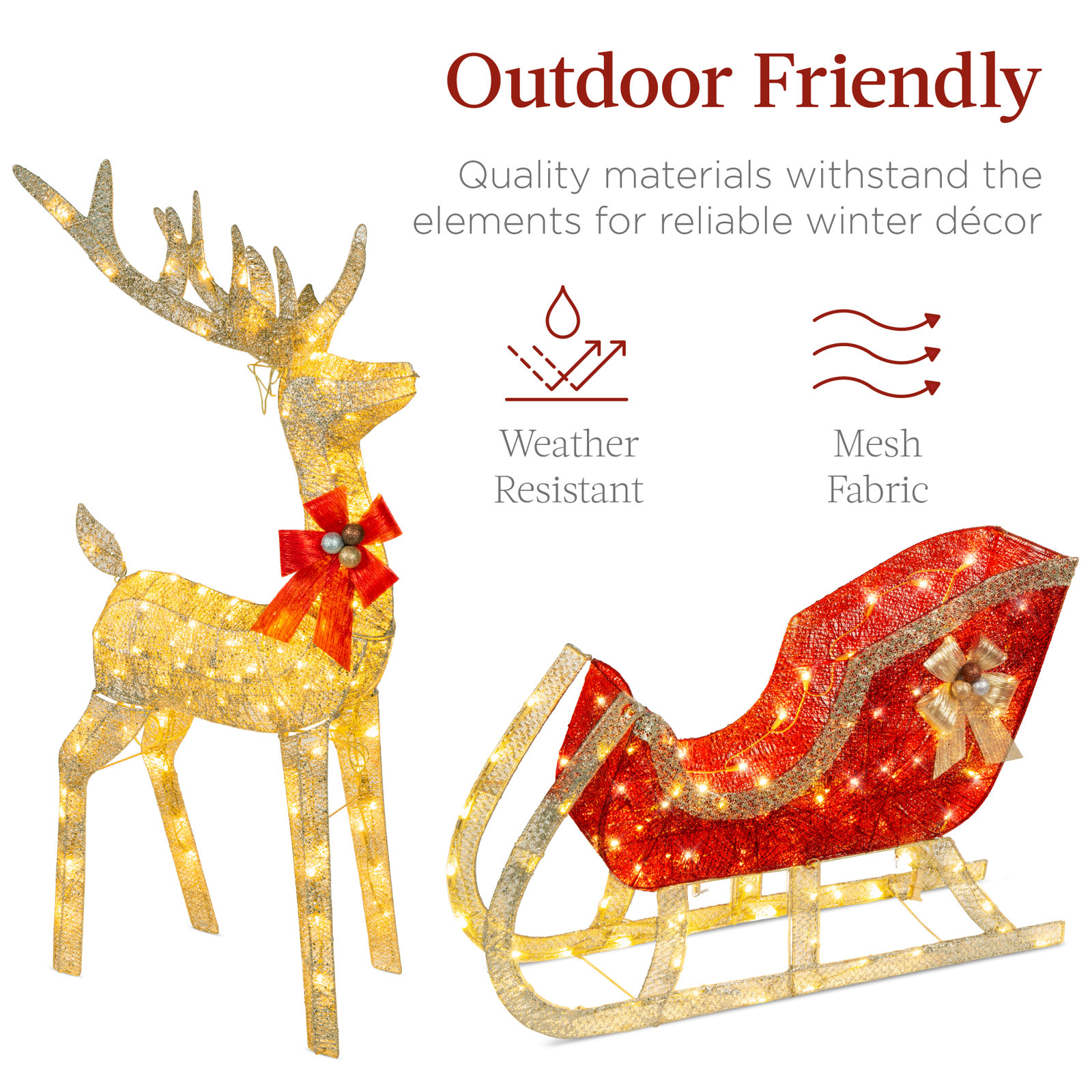 Reindeer Sleigh Yard Lighted Display | BigEasyMart.com