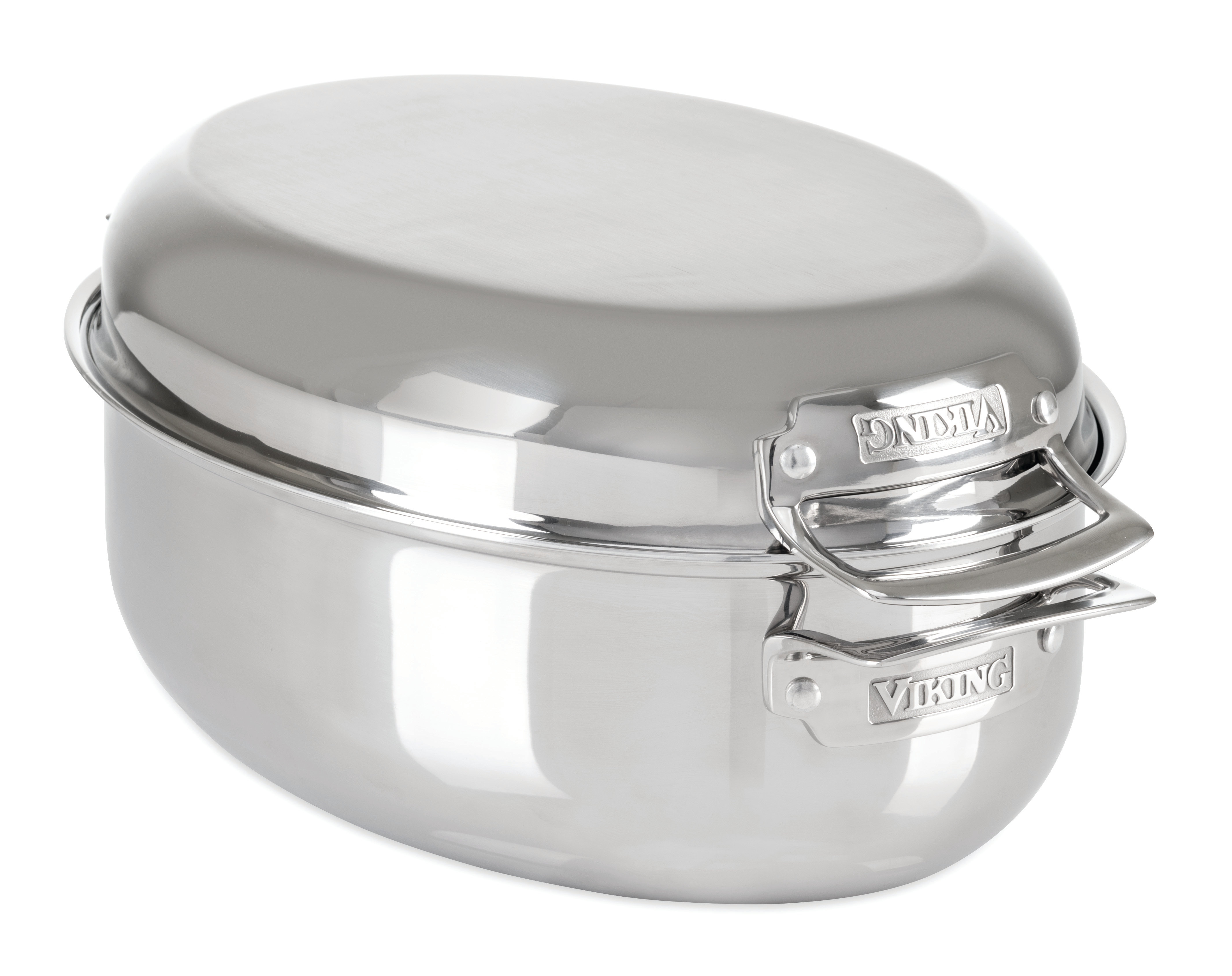 Viking 3-Ply Oval Roaster 8.5 Qt with Metal Induction Lid and Rack ...