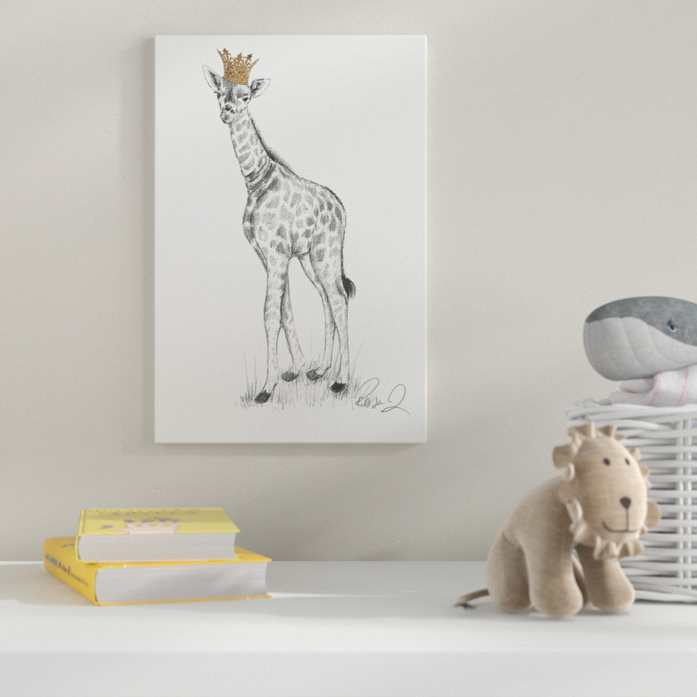 Harriet Bee 'Giraffe Royalty Graphite Drawing' Print | Wayfair