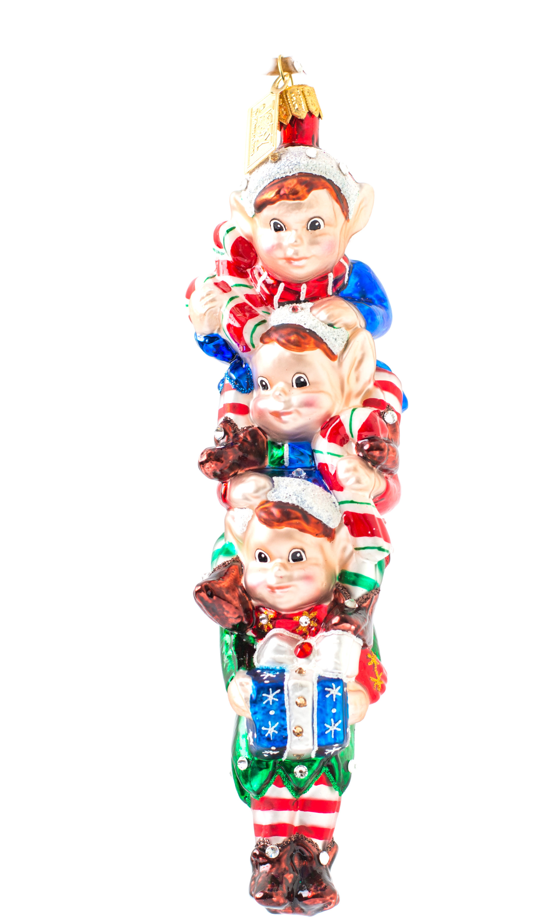 The Holiday Aisle® Stack of Elves Hanging Figurine Ornament | Wayfair