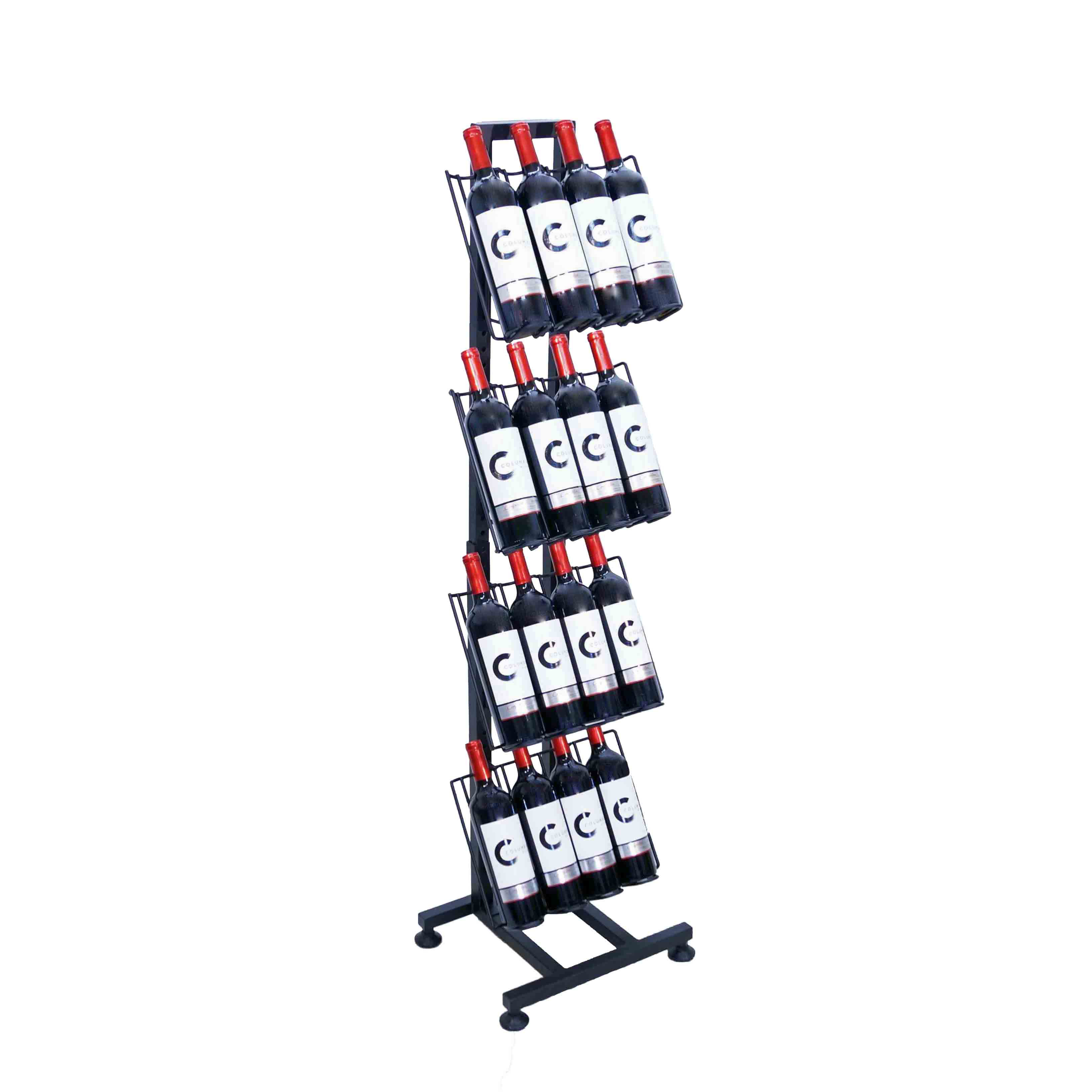 Mobile Merchandisers 16 Bottle Floor Wine Bottle Rack in Matte Black ...