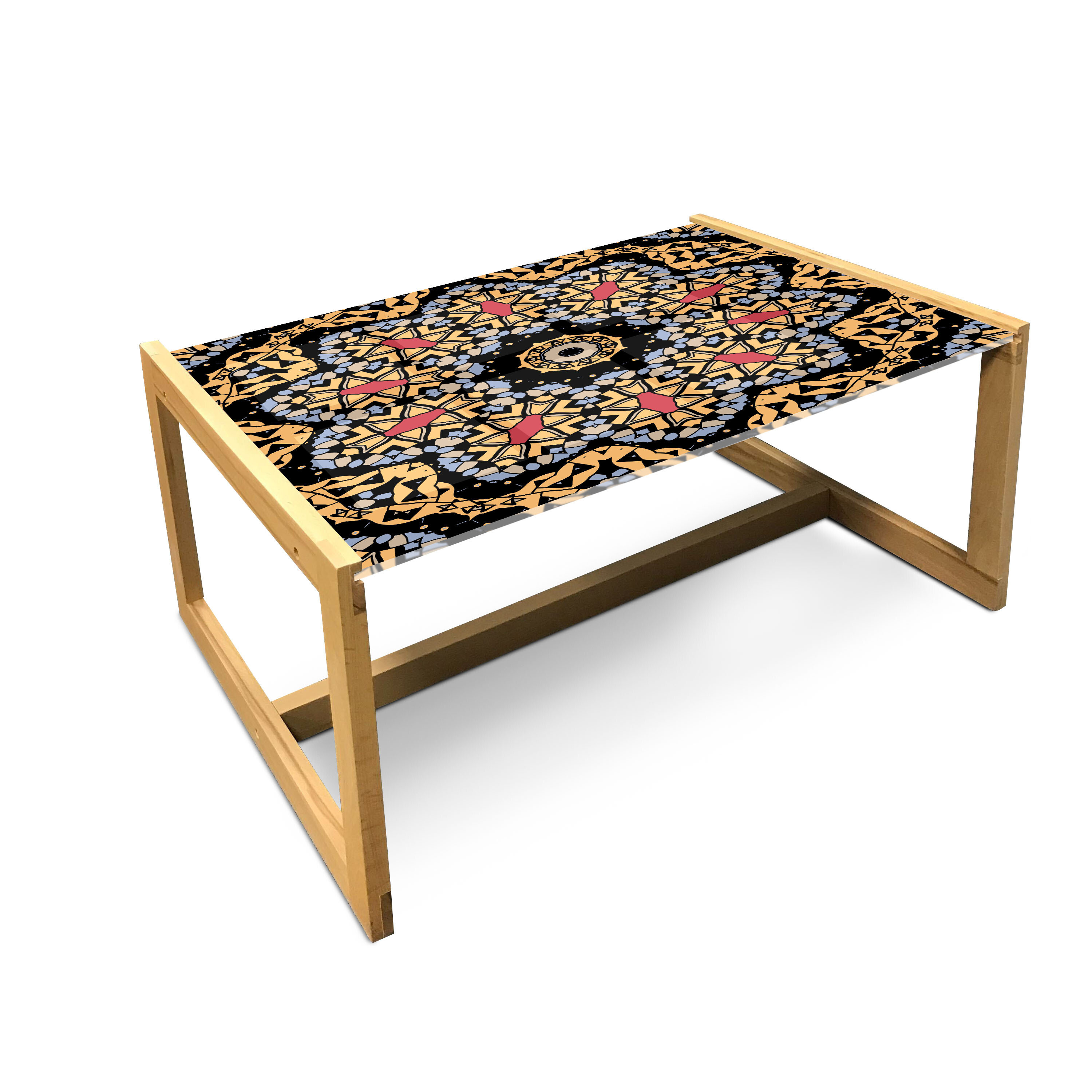 East Urban Home Orange Mandala Coffee Table, Eastern Oriental Mosaic ...