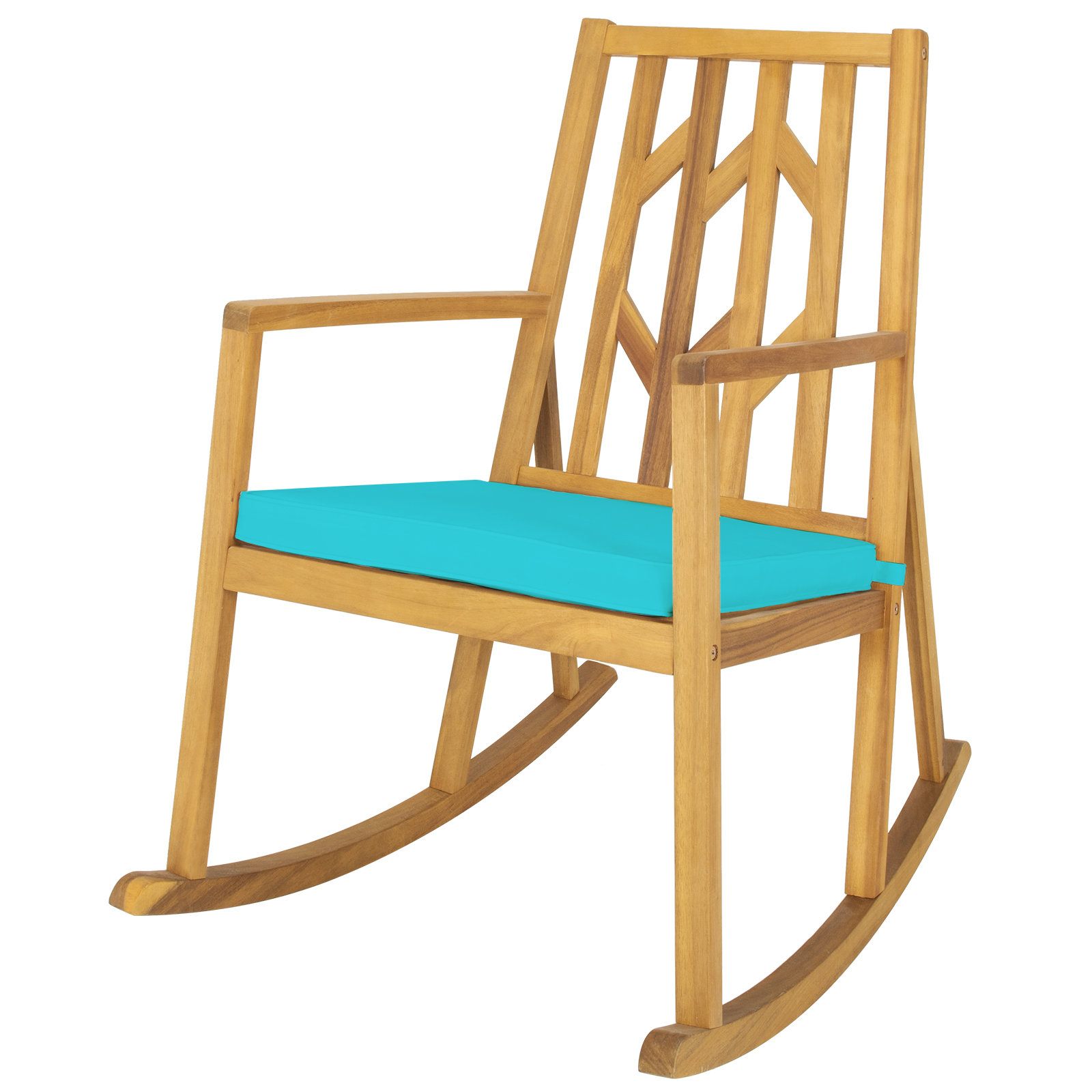 Latitude Run® Outdoor Rocking Solid Wood Chair with Cushions | Wayfair