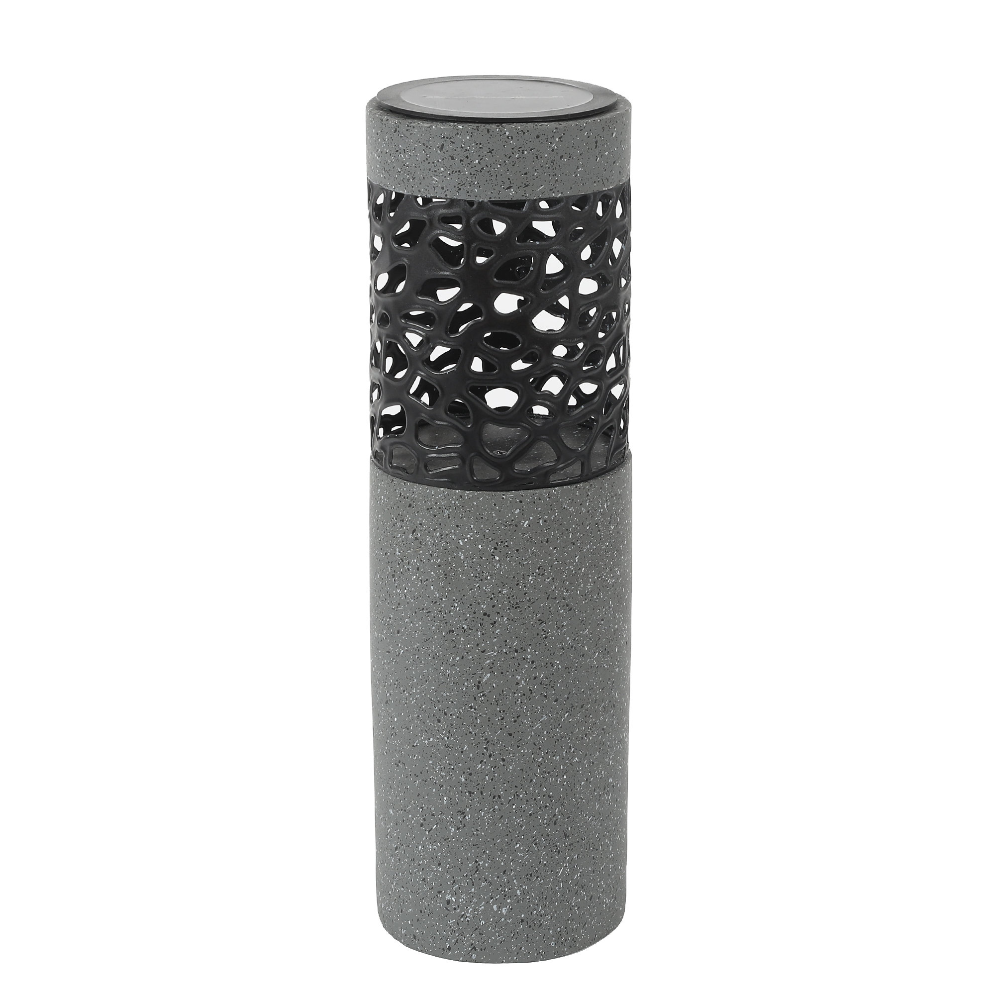 Luxen Home Gray Low Voltage Solar Powered Integrated LED Metal Bollard ...