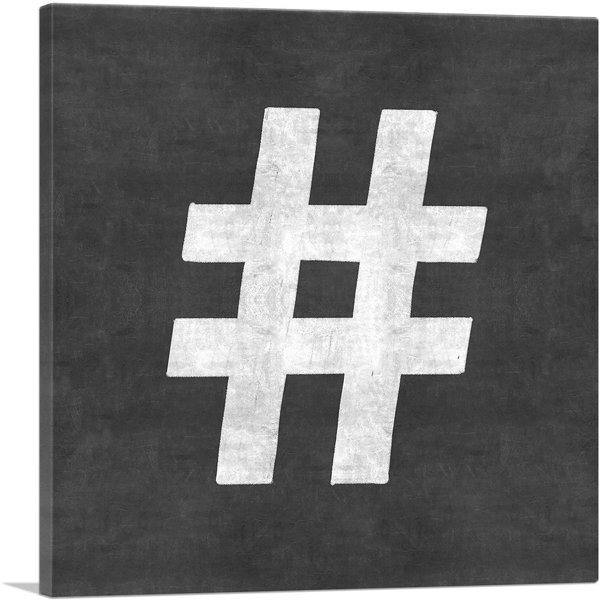 ARTCANVAS Chalkboard Alphabet Number Sign Hash Pound Symbol - Wrapped ...