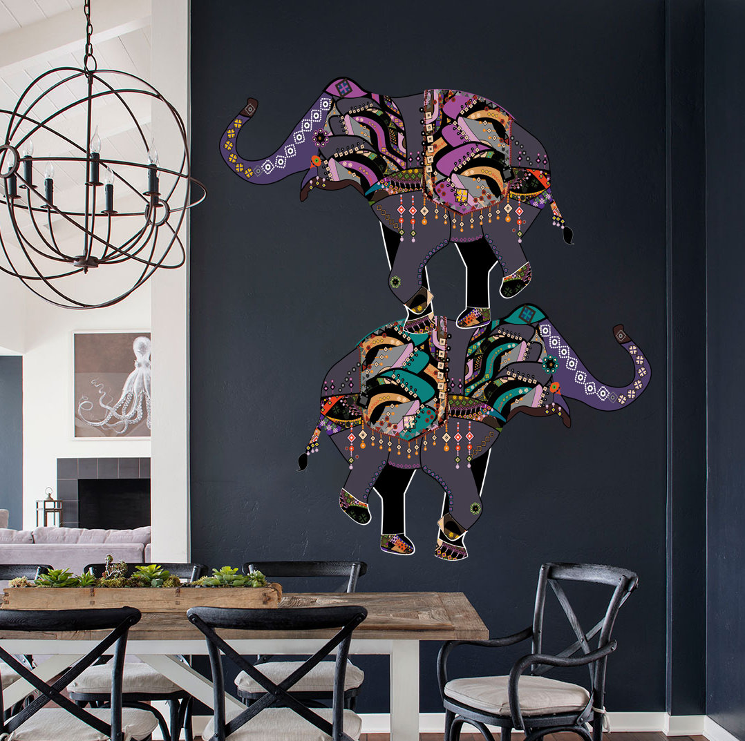 Bungalow Rose Indian Elephant Mandala Namaste Wall Decal | Wayfair