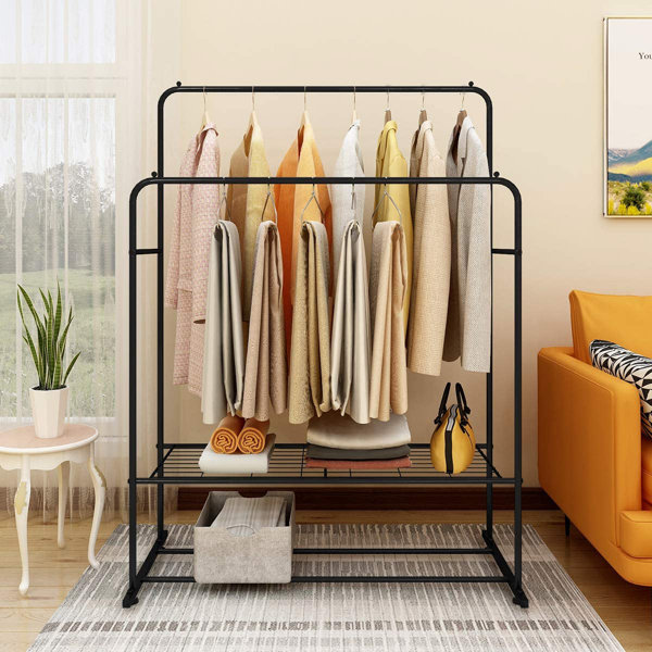 Symple Stuff Heavy Duty Clothes Rail Double Poles Metal Coat Rail ...