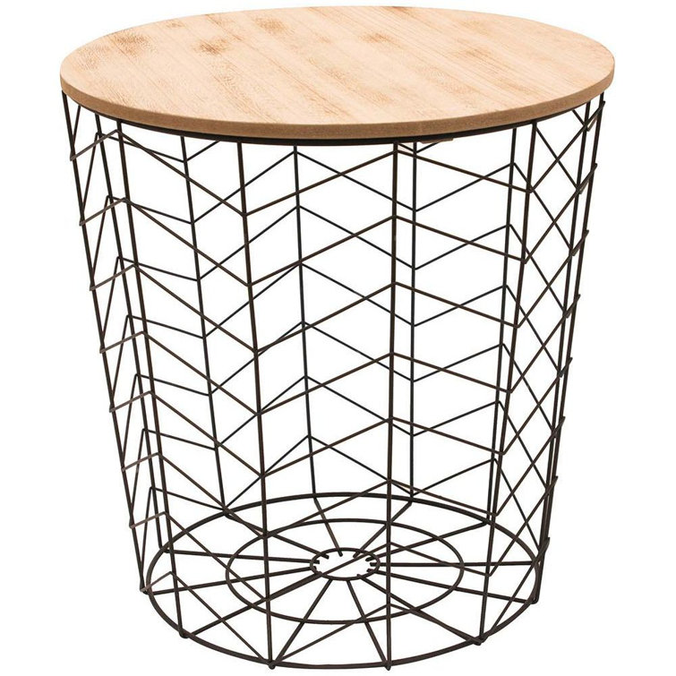 Williston Forge Wire Table In Wood And Metal Chevron Black | Wayfair.co.uk