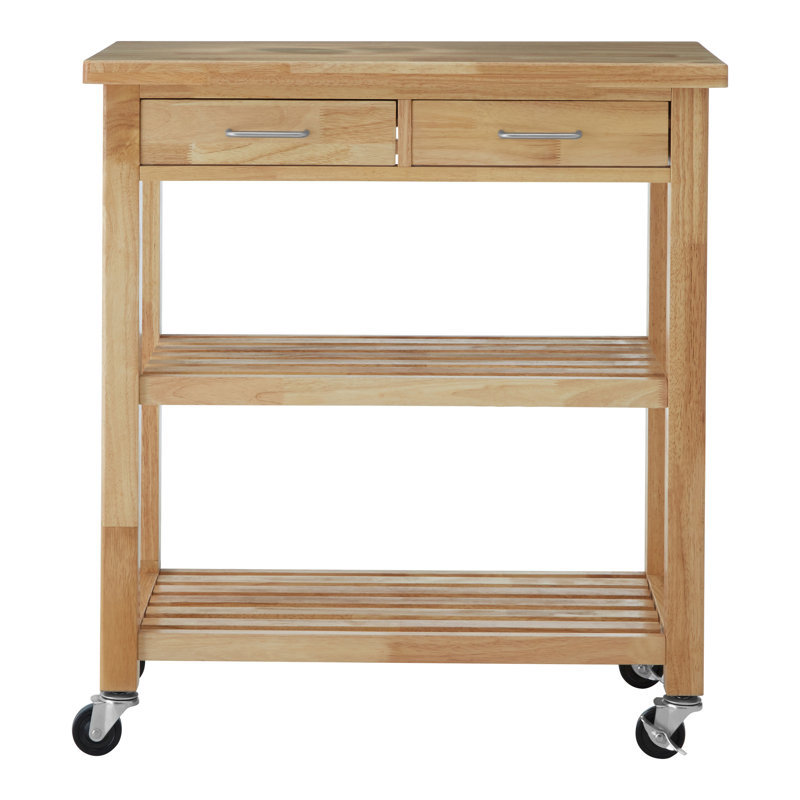 August Grove Wellfleet 80Cm Solid Wood Kitchen Trolley and Locking ...