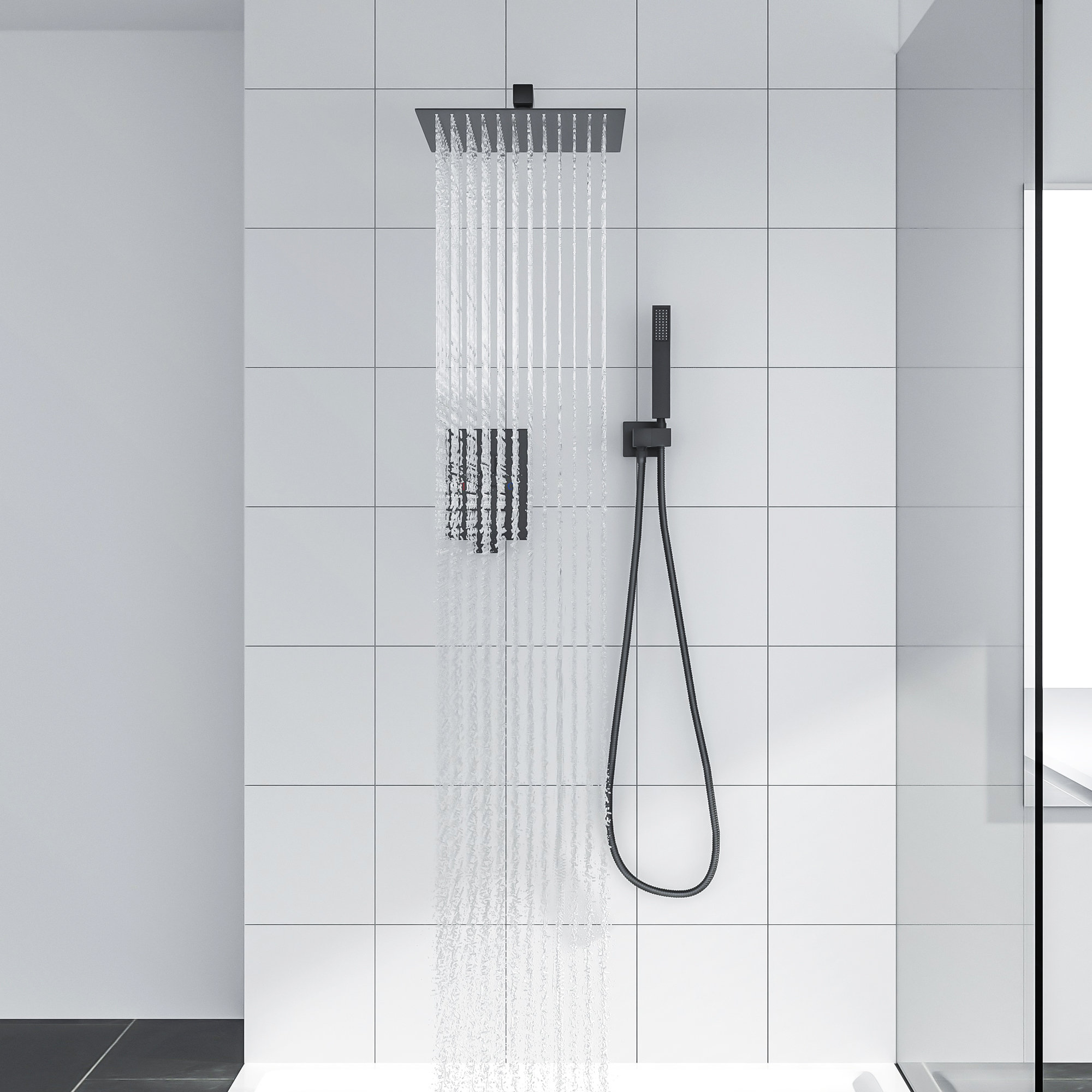 Mocoloo Bathroom Luxury Rain Mixer Combo Set Dual Head With 10 Square
