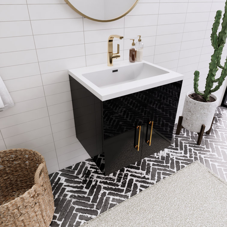 Everly Quinn Tojuana 23.62'' Wall Mounted Single Bathroom Vanity with ...