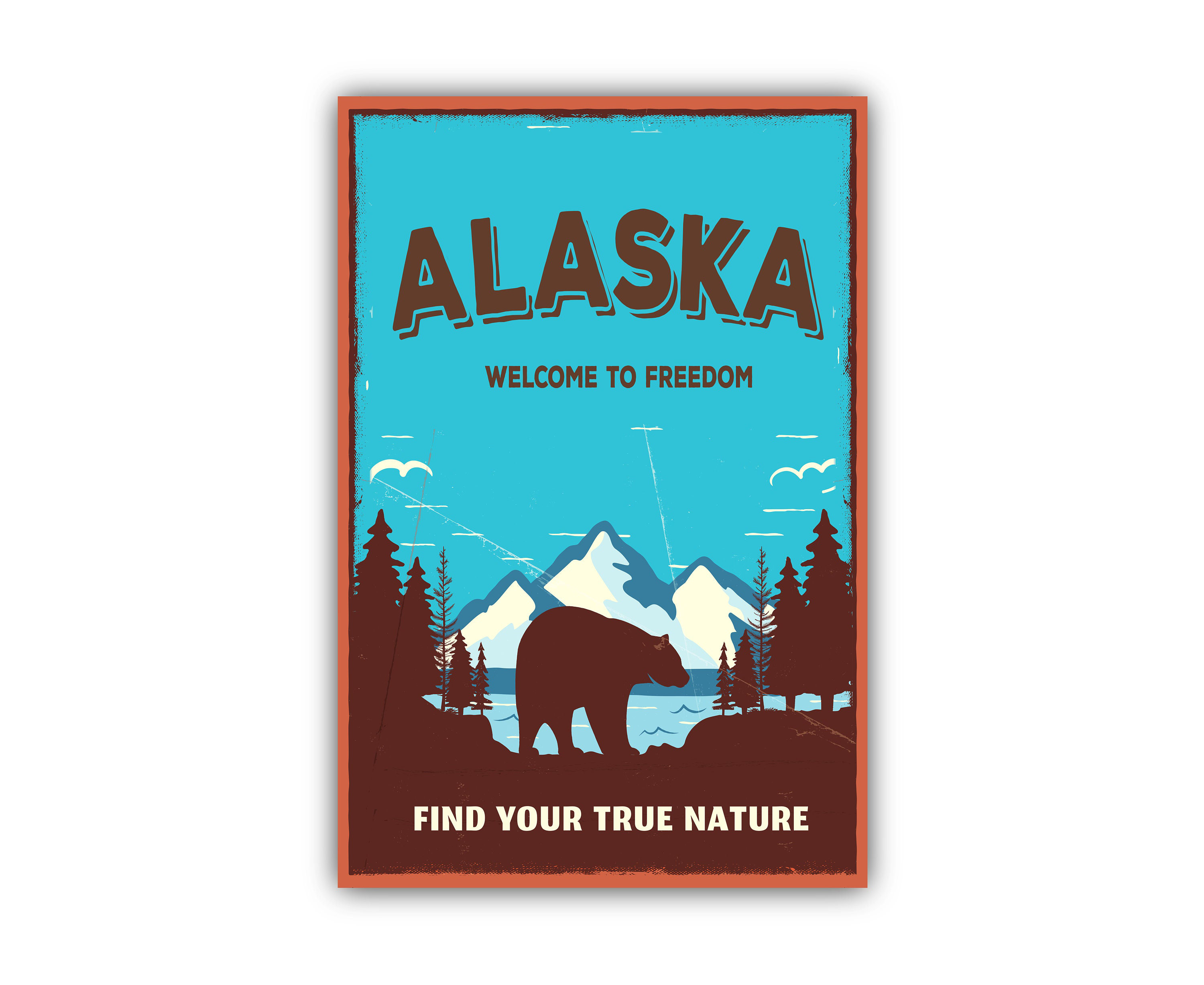 Trinx Alaska Retro Style State Travel Poster, Vintage Unframed Print ...