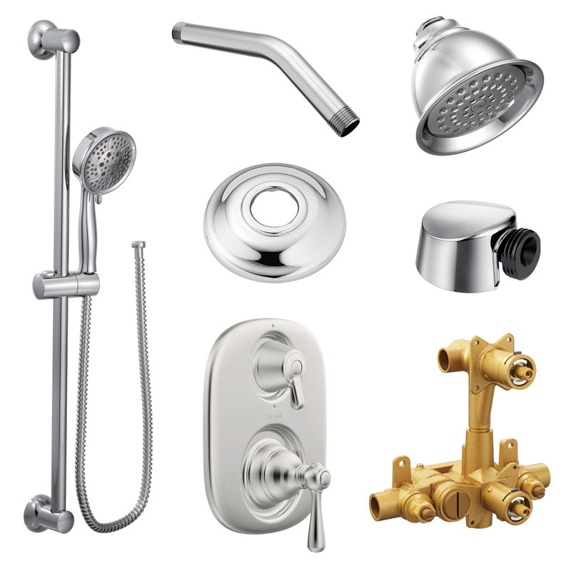 Moen Kingsley Volume Control Complete Shower System with Rough-in Valve ...