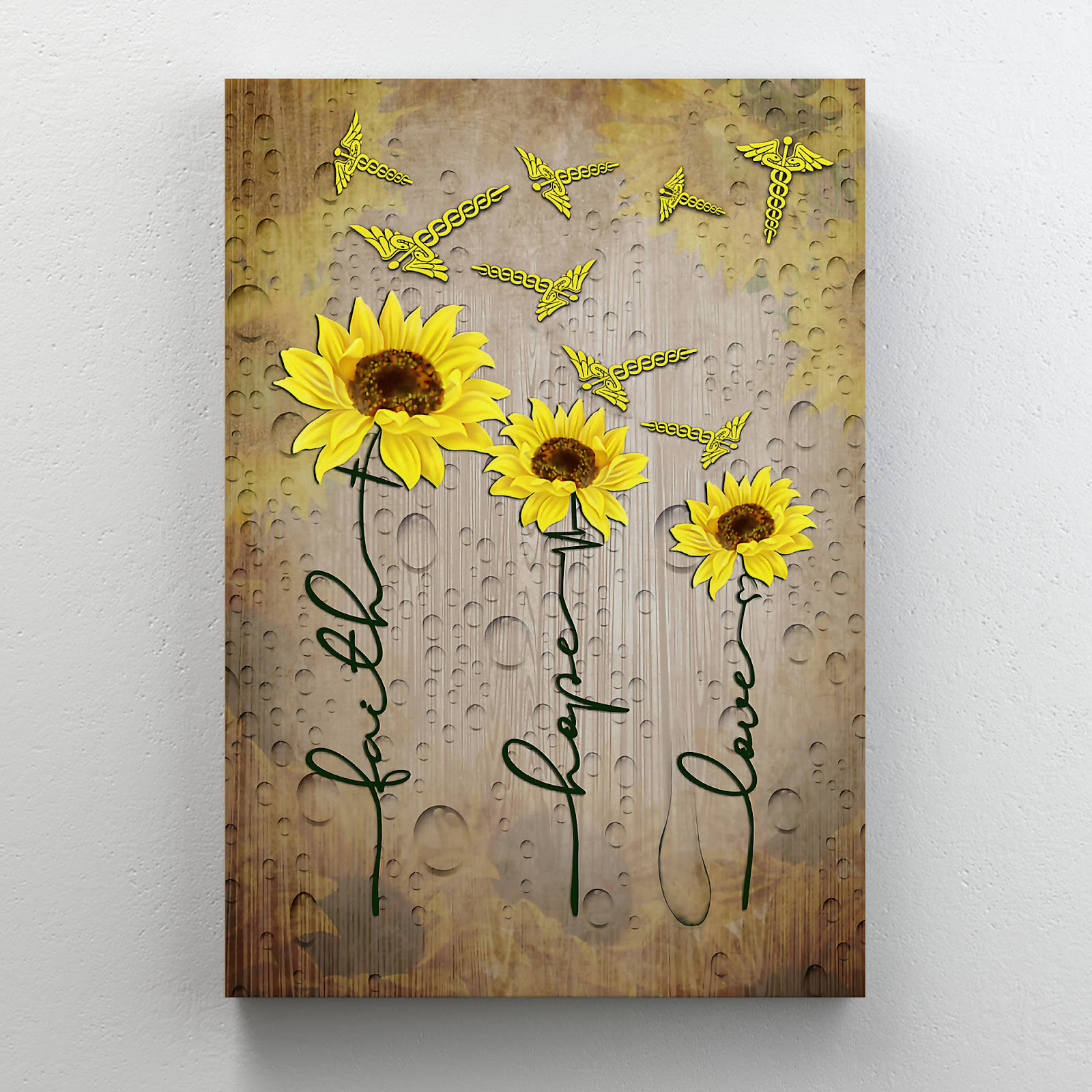 Rosalind Wheeler 3 Sunflowers With CNA Symbols - Wrapped Canvas Graphic ...
