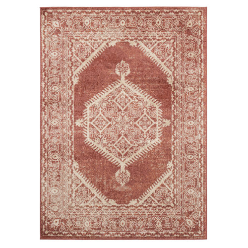 World Menagerie Hicklin Power Loom Performance Brick Red Rug | Wayfair