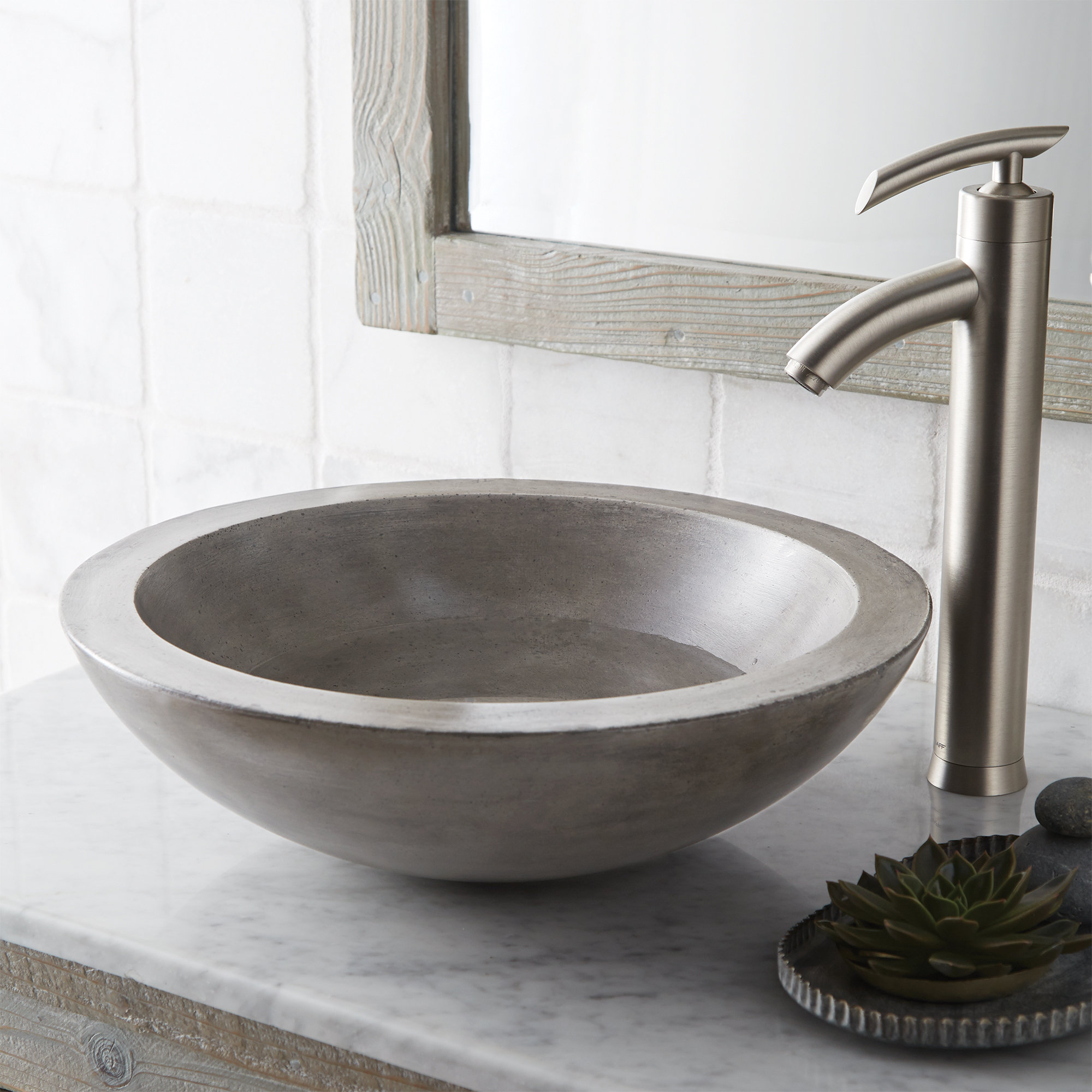Native Trails Morro Concrete Handmade Circular Vessel Bathroom Sink ...