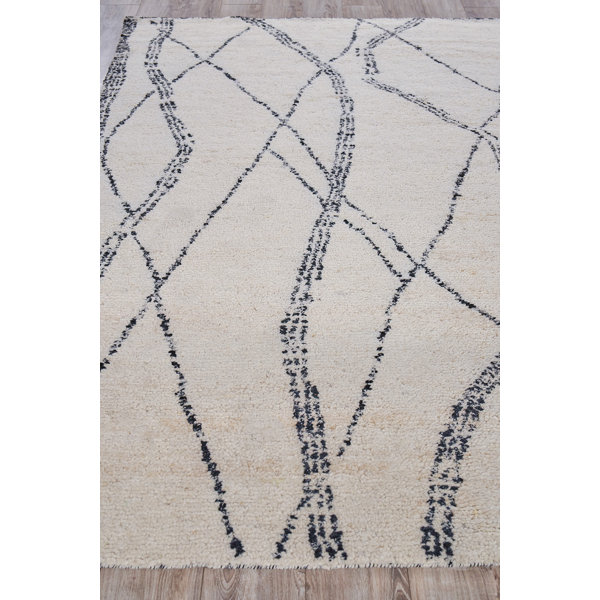 Exquisite Rugs Tahoe Handmade Hand Loomed Wool Ivory/Black Rug | Wayfair