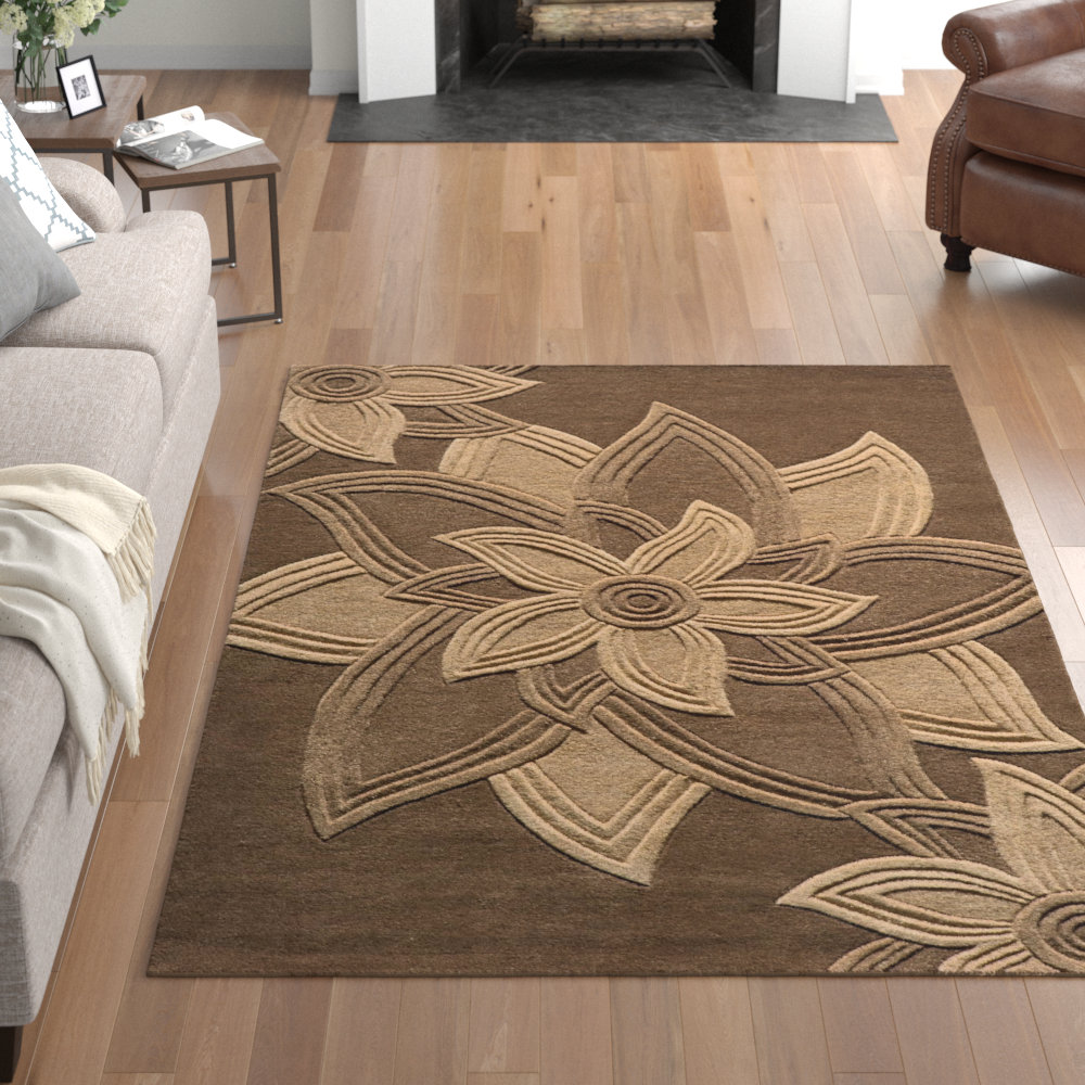 Red Barrel Studio® Cloninger Handmade Wool Mocha Rug & Reviews | Wayfair