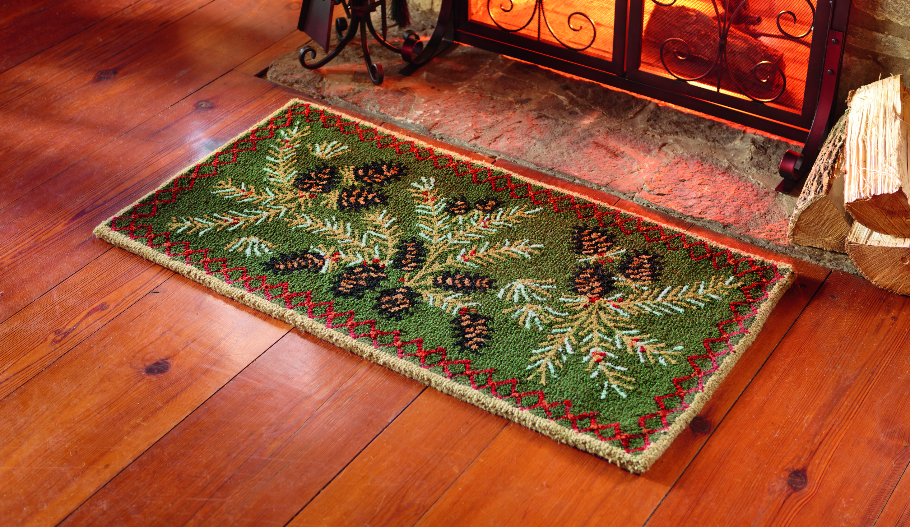 Plow & Hearth Wool Green Rug | Wayfair