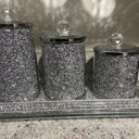NUBE Ambrose Exquisite Three Crushed Diamond Glass Canister Set With ...