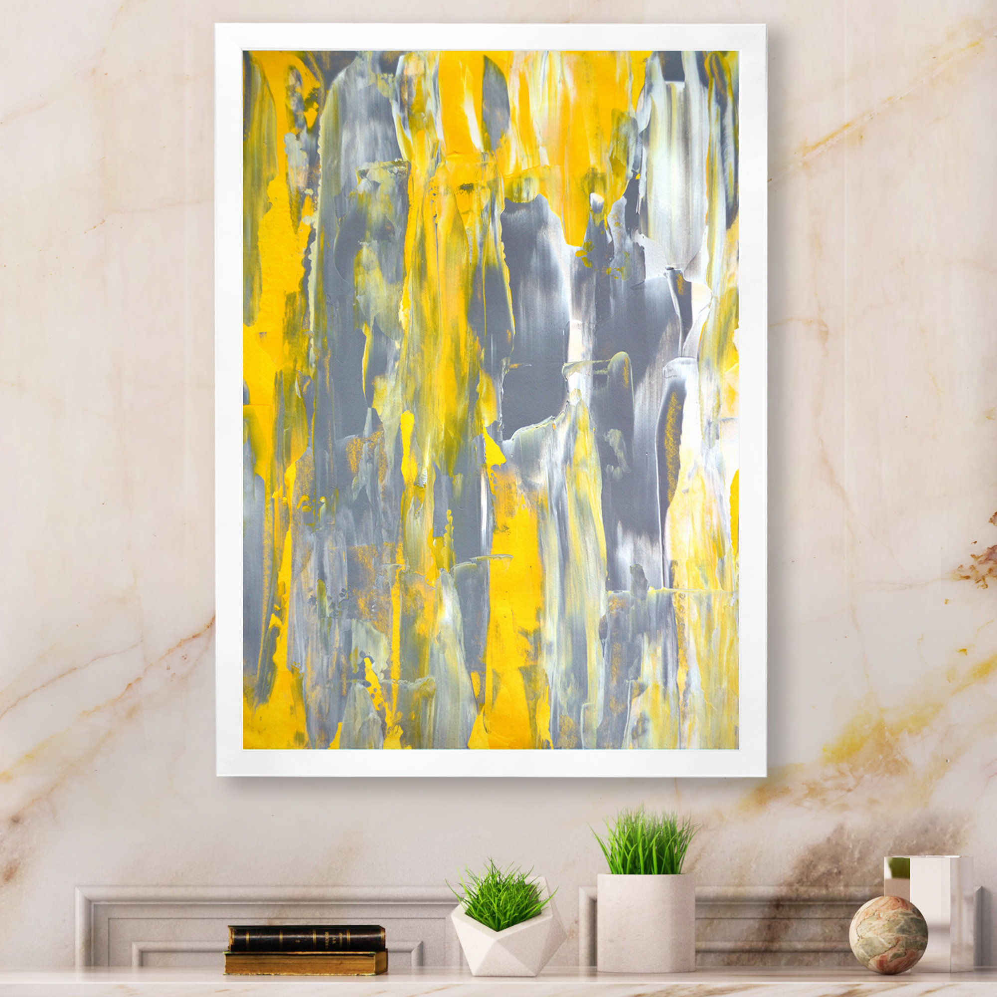 Wrought Studio Grey And Yellow Merging Abstract II Gray And Yellow ...