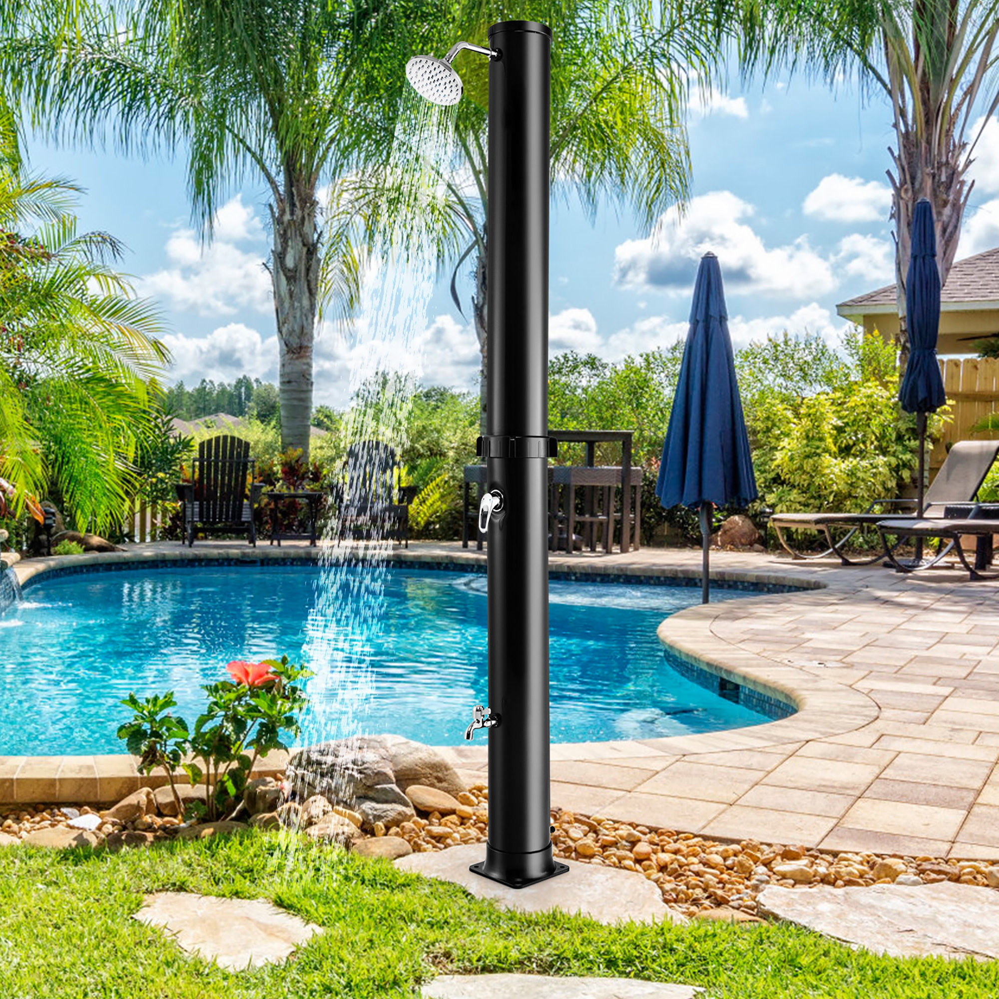 Costway 85.5" H Solar Powered PVC Freestanding Outdoor Shower | Wayfair